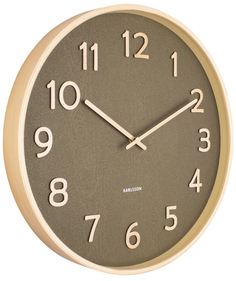 Wandklok Pure Wood Grain mosgroen Ø 40 cm - Gratis bezorgd - De Woon Winkel