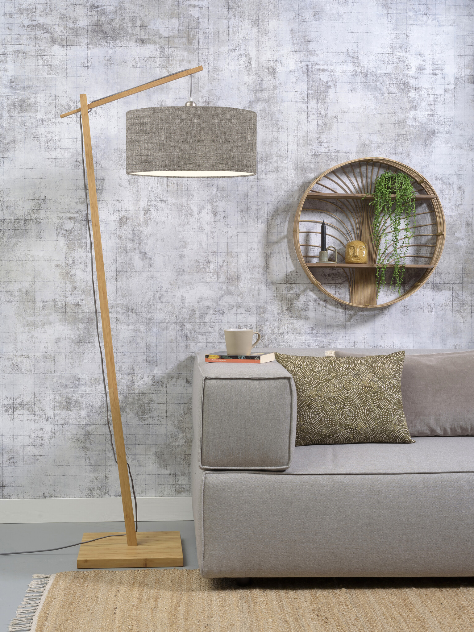 Vloerlamp Andes bamboe eco linnen donker - Gratis bezorgd - De Woon Winkel Vloerlamp Andes bamboe eco linnen donker - Gratis bezorgd - De Woon Winkel