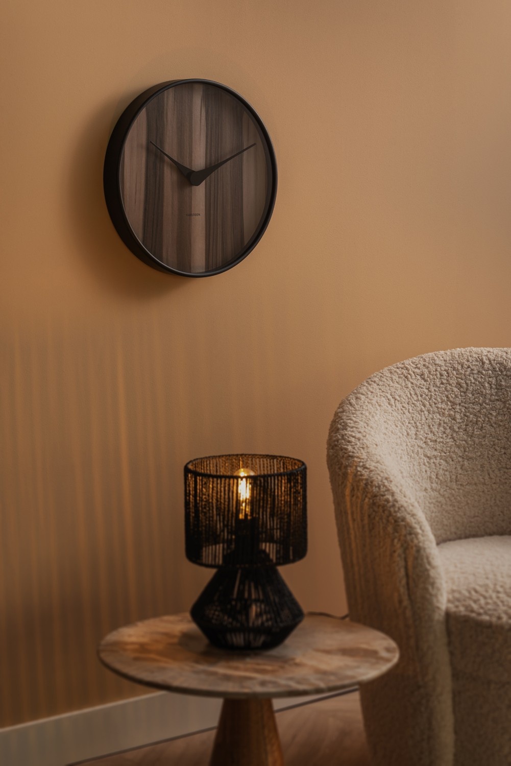 Wandklok Wood Melange donker Ø 40 cm - Gratis thuisbezorgd - De Woon Winkel