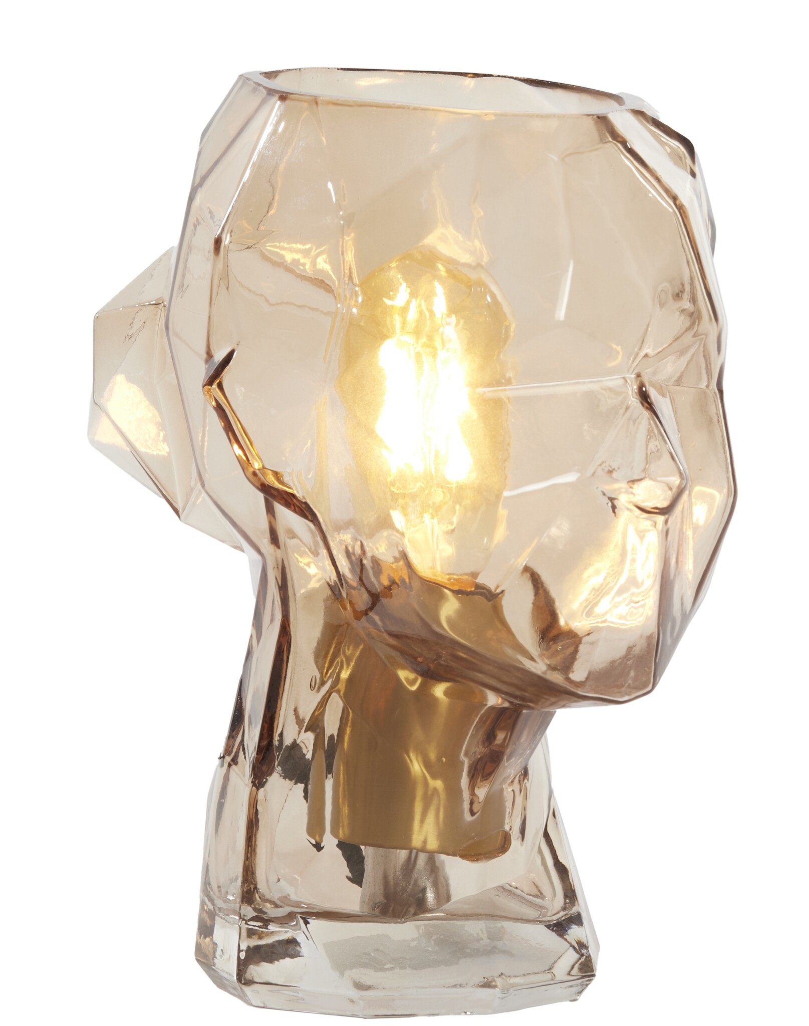 Tafellamp Ø20x25 cm HEAD glas bruin vrouw - Gratis thuisbezorgd - De ...