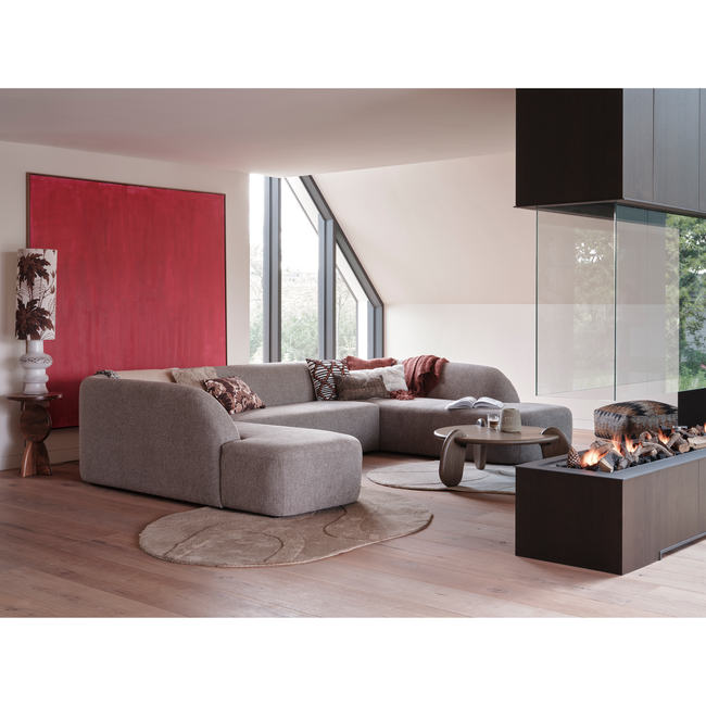 Sloping u-vorm bank grijs melange - Gratis thuisbezorgd - De Woon Winkel