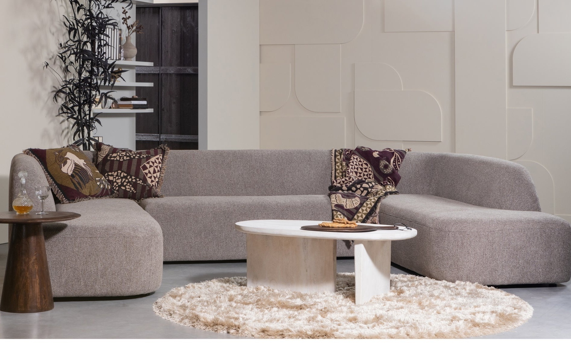 Sloping u-vorm bank grijs melange - Gratis thuisbezorgd - De Woon Winkel