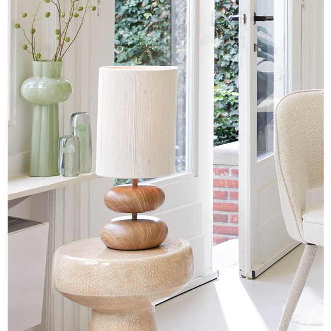 Tafellamp Ø22x50,5 cm DANIALO hout print naturel+- Gratis thuisbezorgd ...