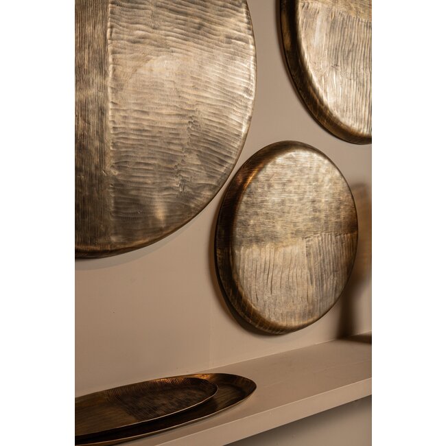 Wandornament Jowad Antiek Goud geribbed S- Gratis bezorgd - De Woon Winkel