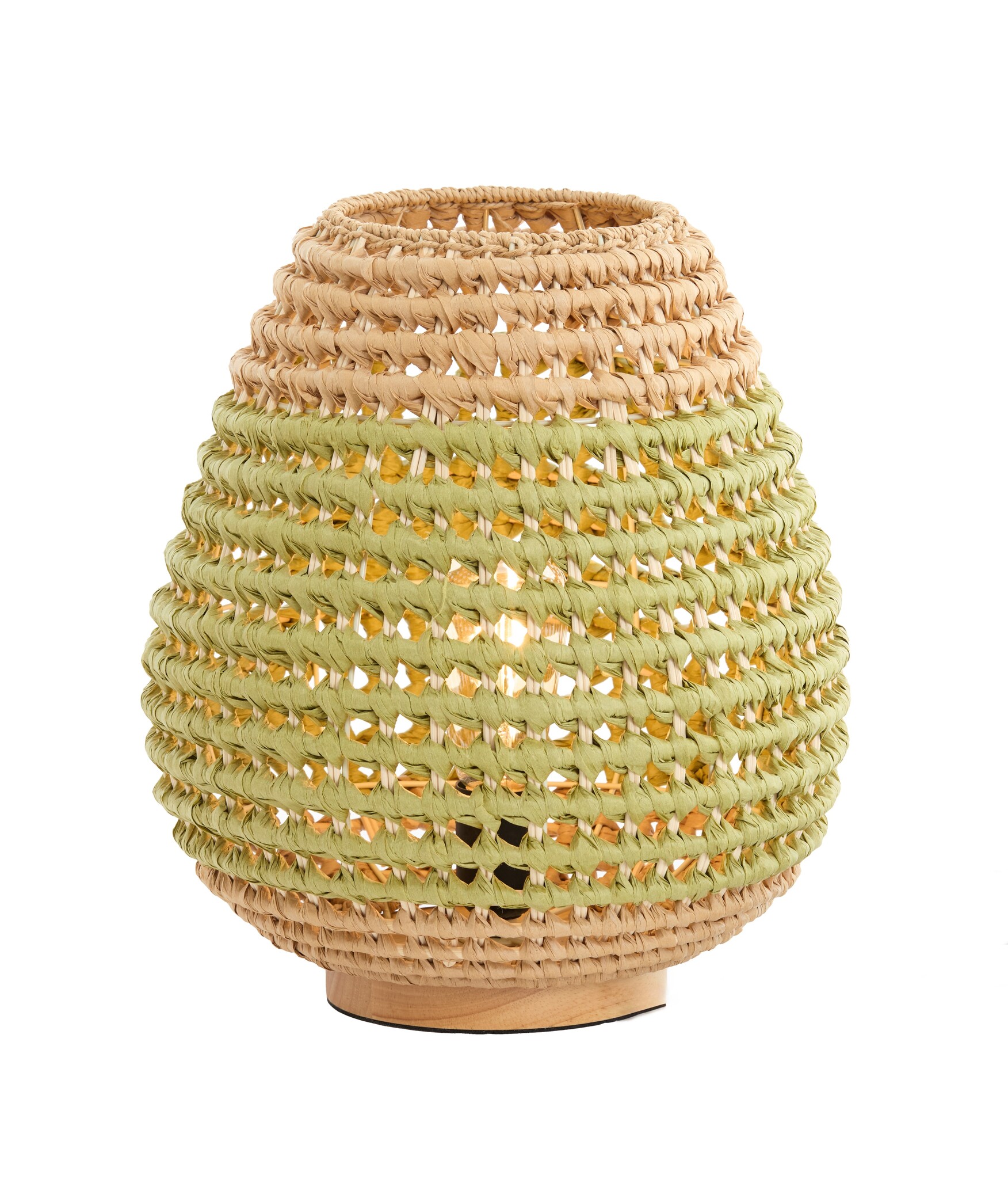 Tafellamp Ø32x34,5 cm KALIPA rotan naturel+groen- Gratis thuisbezorgd ...