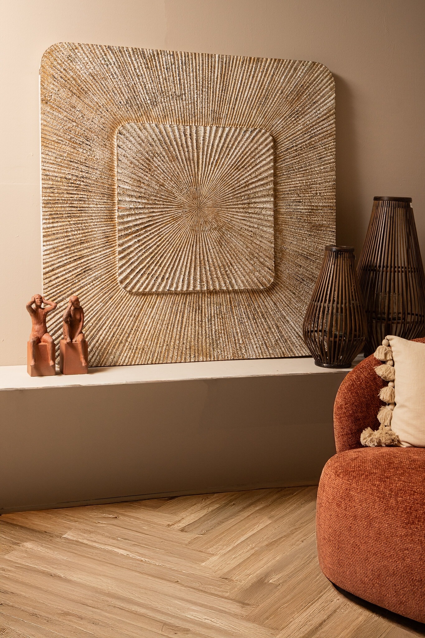 Wandornament Dishita Crème vierkant mdf S – Gratis thuisbezorgd - De Woon Winkel