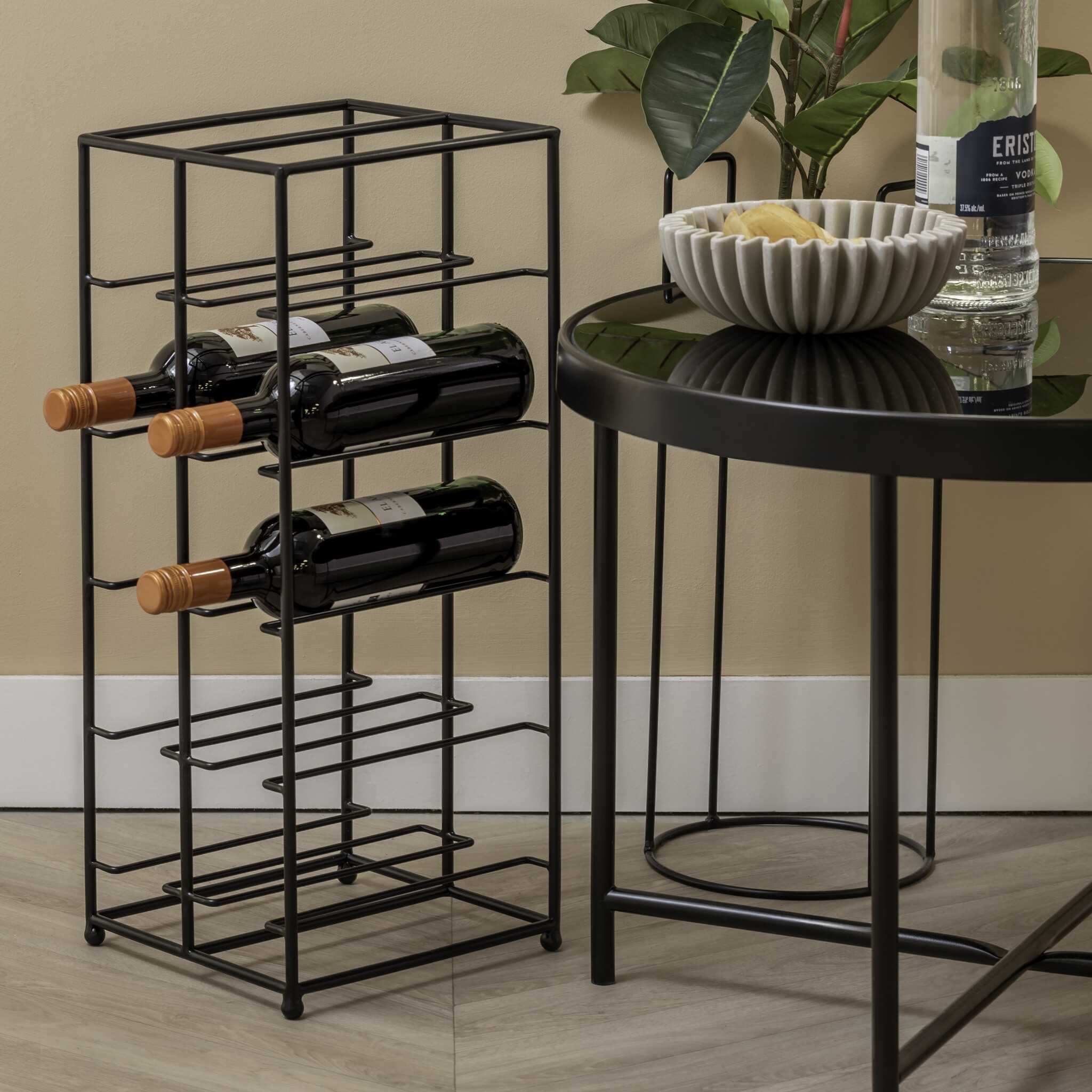 Wijnrek Dual Floor metaal mat zwart - Gratis thuisbezorgd - De Woon Winkel