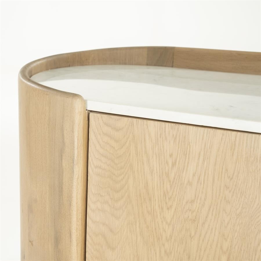 Kabinet Don: Stijlvolle Eiken Kast met Marmeren Blad - De Woon Winkel