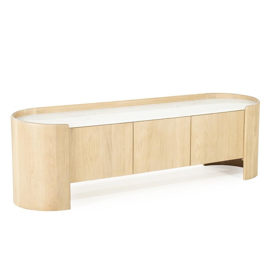 Elegante TV Meubel Don 160 cm van Eiken en Marmer - De Woon Winkel