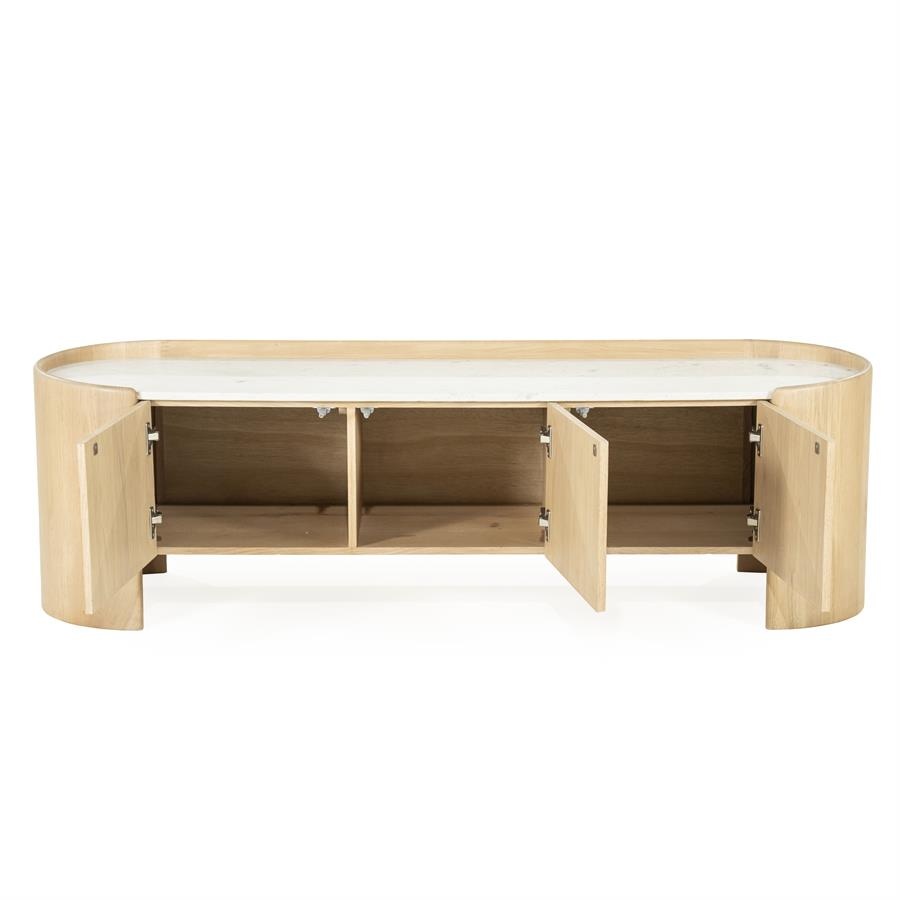 Elegante TV Meubel Don 160 cm van Eiken en Marmer - De Woon Winkel