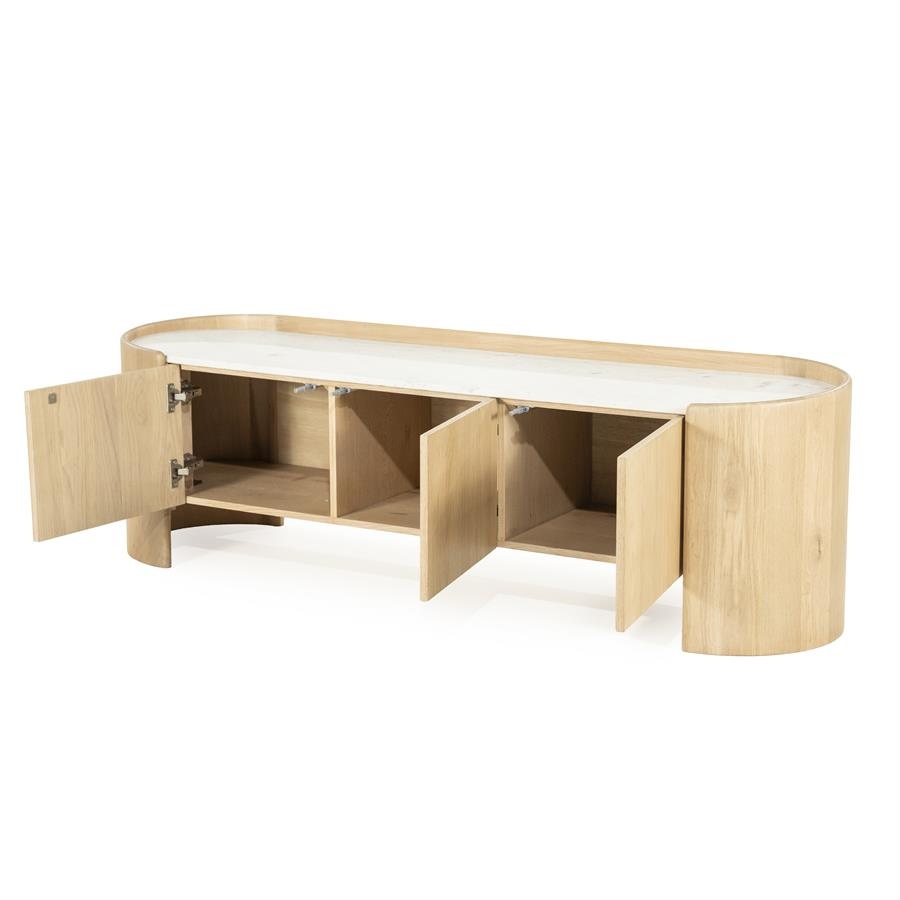 Elegante TV Meubel Don 160 cm van Eiken en Marmer - De Woon Winkel