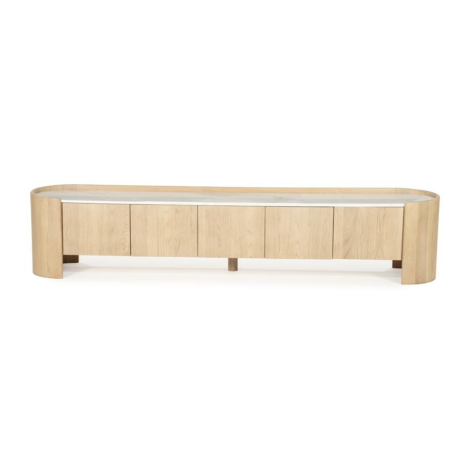 TV Meubel Don 240 cm - Luxe Eiken & Marmer, Ruimtebesparend - De Woon ...