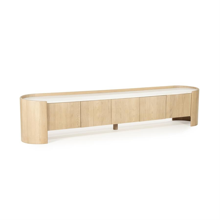 TV Meubel Don 240 cm - Luxe Eiken & Marmer, Ruimtebesparend - De Woon ...