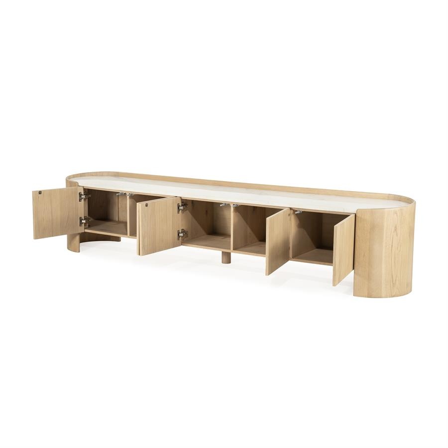 TV Meubel Don 240 cm - Luxe Eiken & Marmer, Ruimtebesparend - De Woon ...