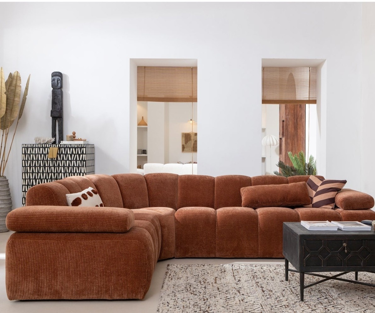 MOJO HOEKBANK LINKS GEWEVEN RIBSTOF ROESTBRUIN - Gratis thuisbezorgd ...