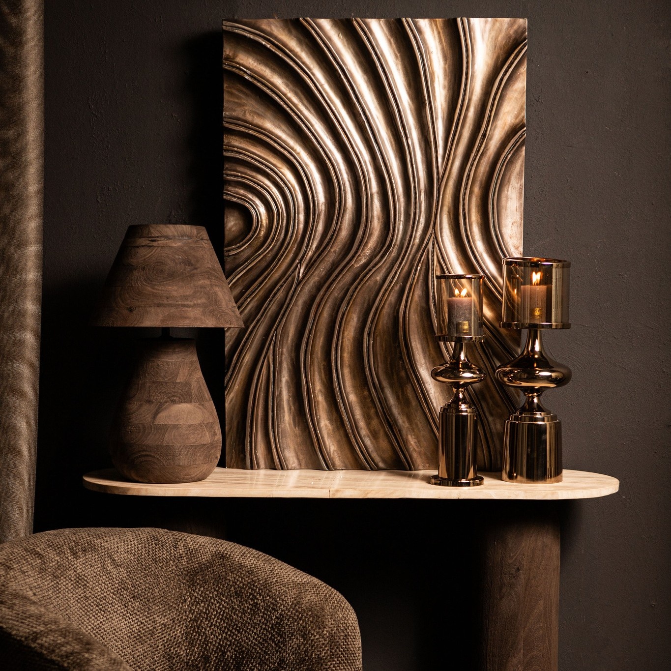 Wandpaneel Reddie Bruin glanzend MDF golvend S - Gratis bezorgd - De ...