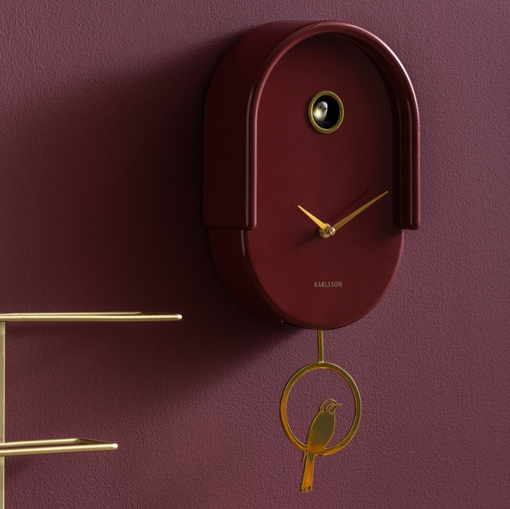 Wandklok Tweet burgundy - Gratis thuisbezorgd - De Woon Winkel