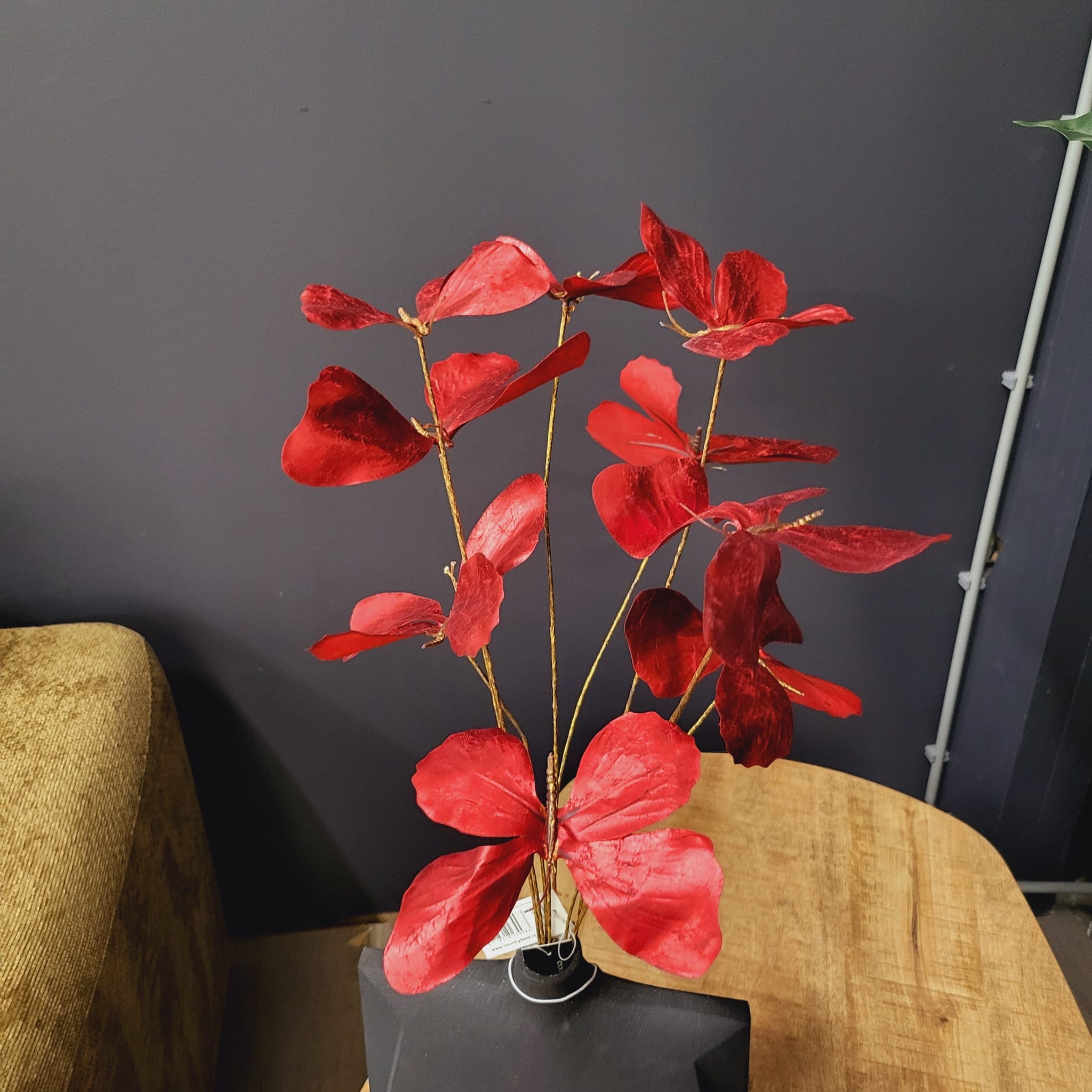 Kunstdeco Vlinder Lush Set van 3 rood-L66,04B30,48H15,24CM - De Woon Winkel