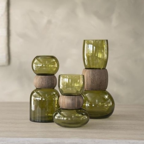 Vaas Verra groot groen - By Boo | Mondgeblazen glas & hout - De Woon Winkel