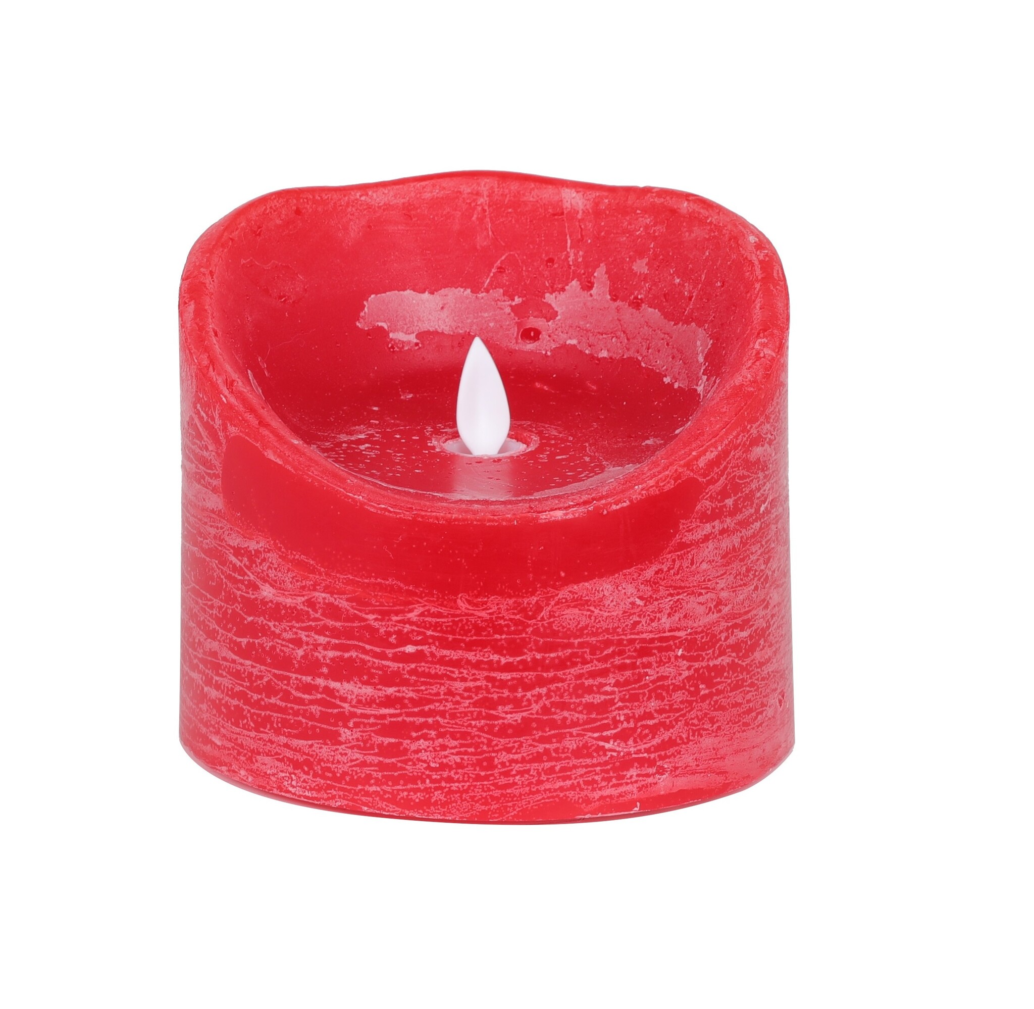 LED Licht Kaars rustiek rood met beweegbare vlam XL - De Woon Winkel