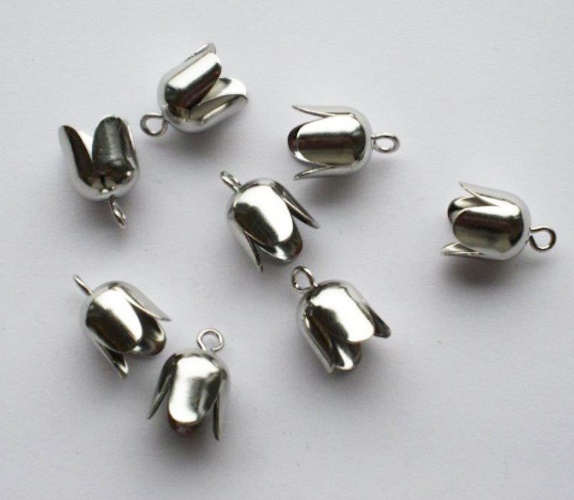 Brass Bell Cap-eindkap met oog 8 mm platinum 8 Stuks - Art en Hobby