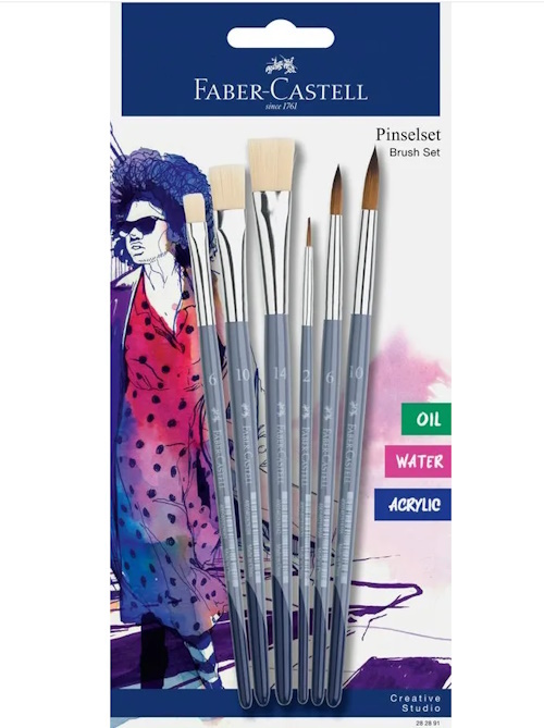 Penselenset Faber Castell 6 stuks met platte en ronde penselen - Art en ...