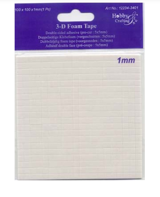 3D Foam pads 100 x 100 x 1 mm (5 x 5 mm) wit Kopen? - Art en Hobby