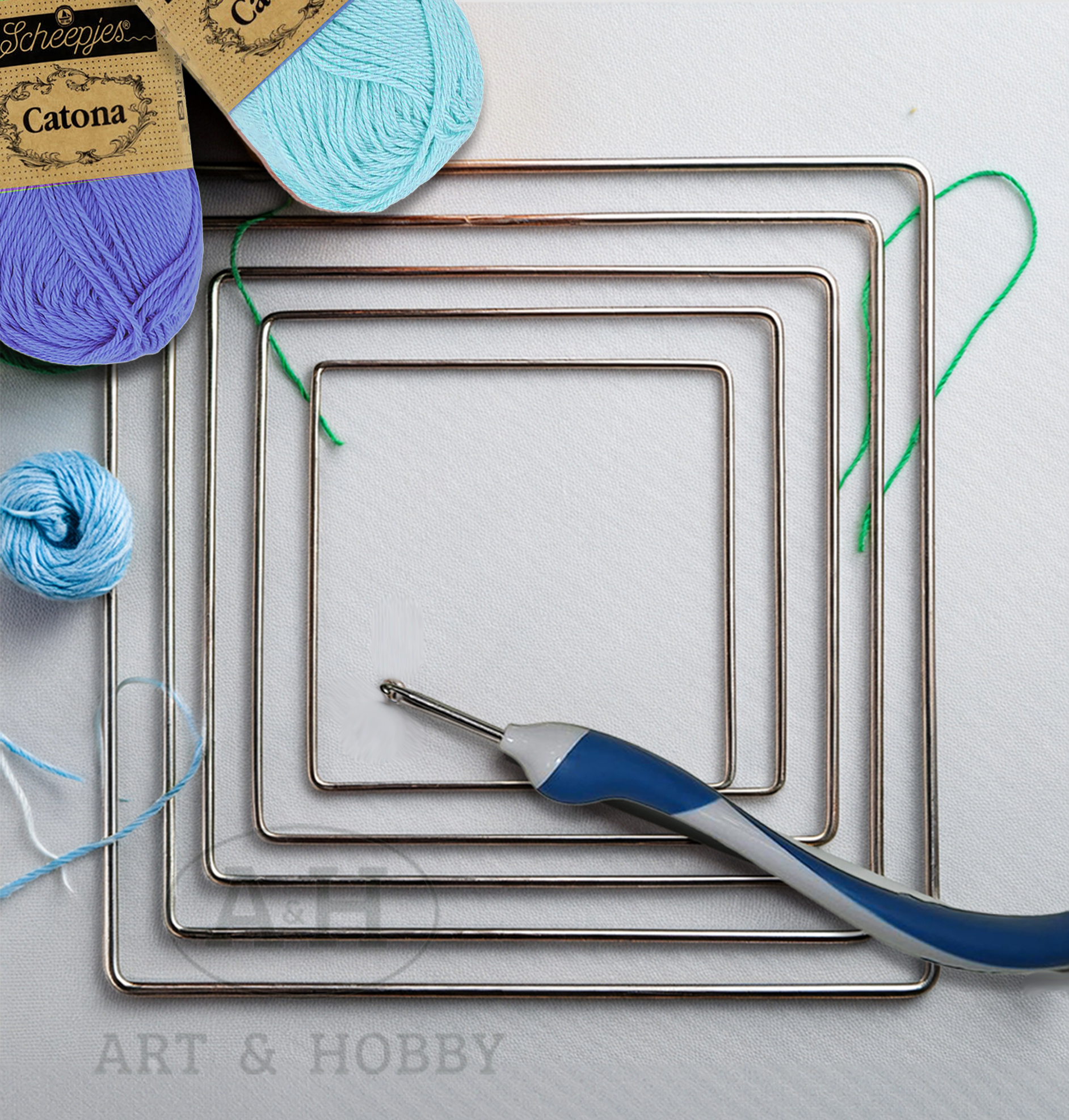 Metalen ringen vierkant 15 x 15 cm zilver Kopen - Art en Hobby