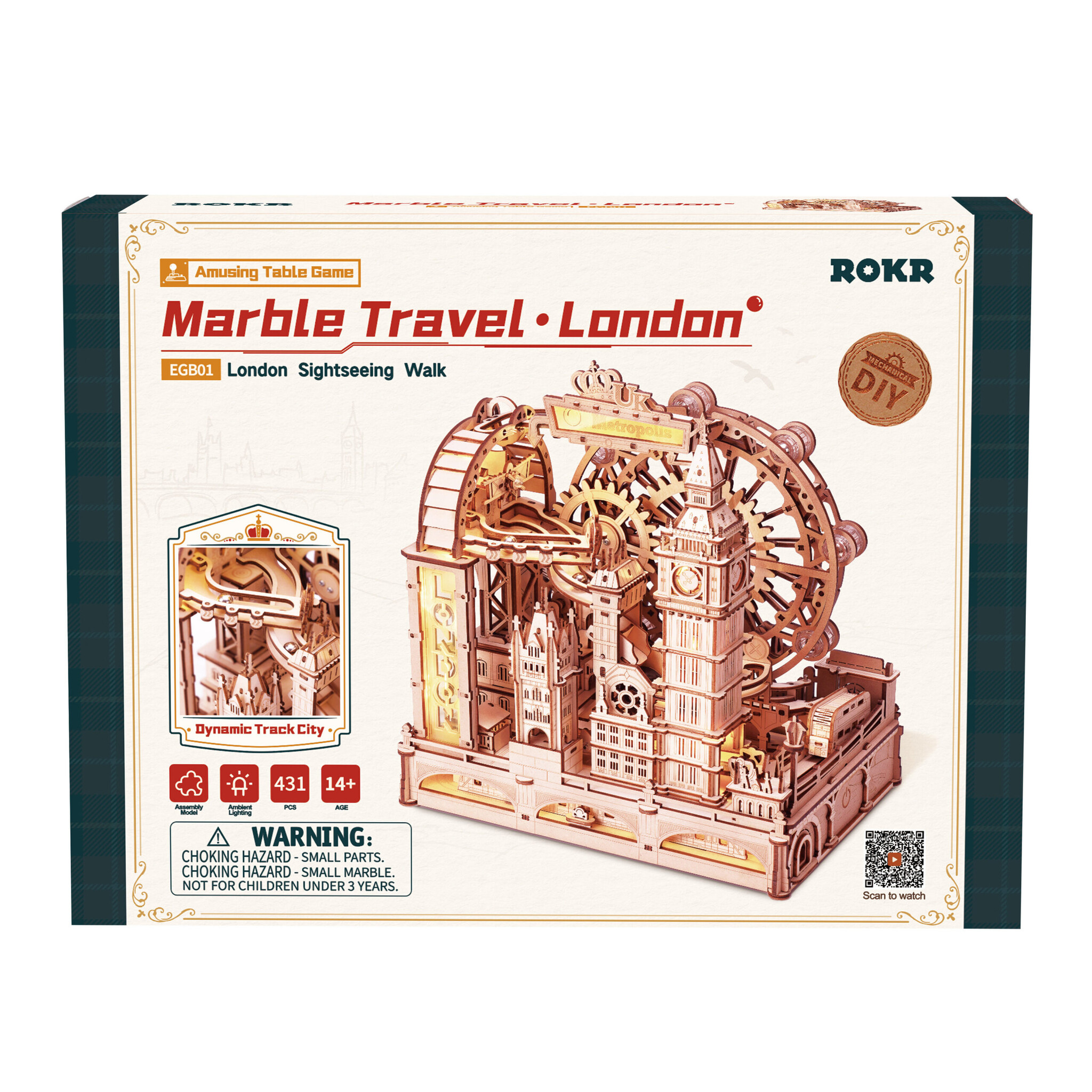 Robotime 3D Houten Modelbouwpakket Marble Travel London - Art en Hobby