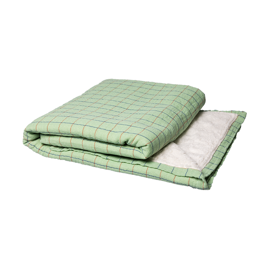 TTS1039 checkered sherpa throw green - Renée