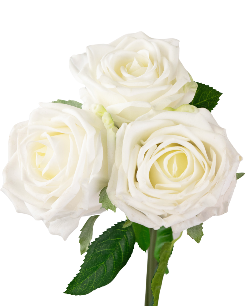 Buket med kunstige roser Real Touch White 30 cm - ambiplants.dk