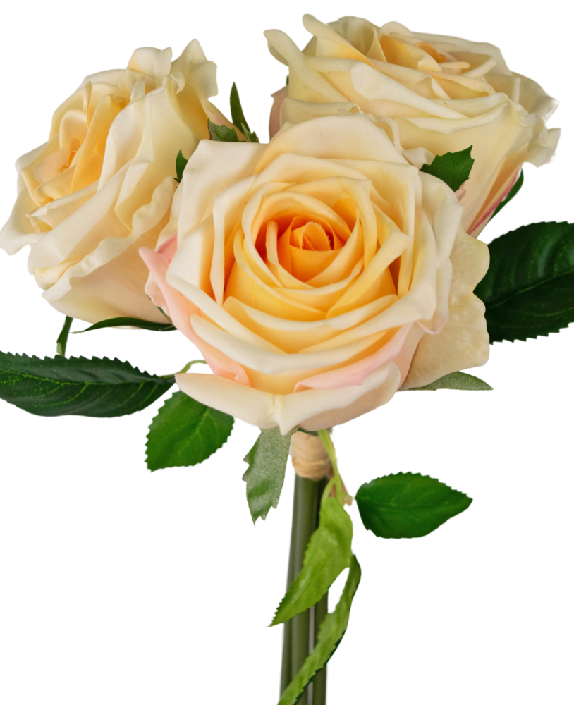 Buket med kunstige roser Real Touch Champagne 30 cm - ambiplants.dk