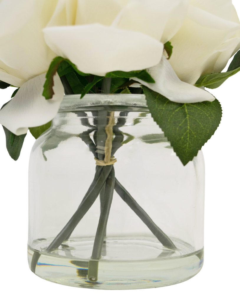 Buket med kunstige roser Real Touch White 18 cm - ambiplants.dk
