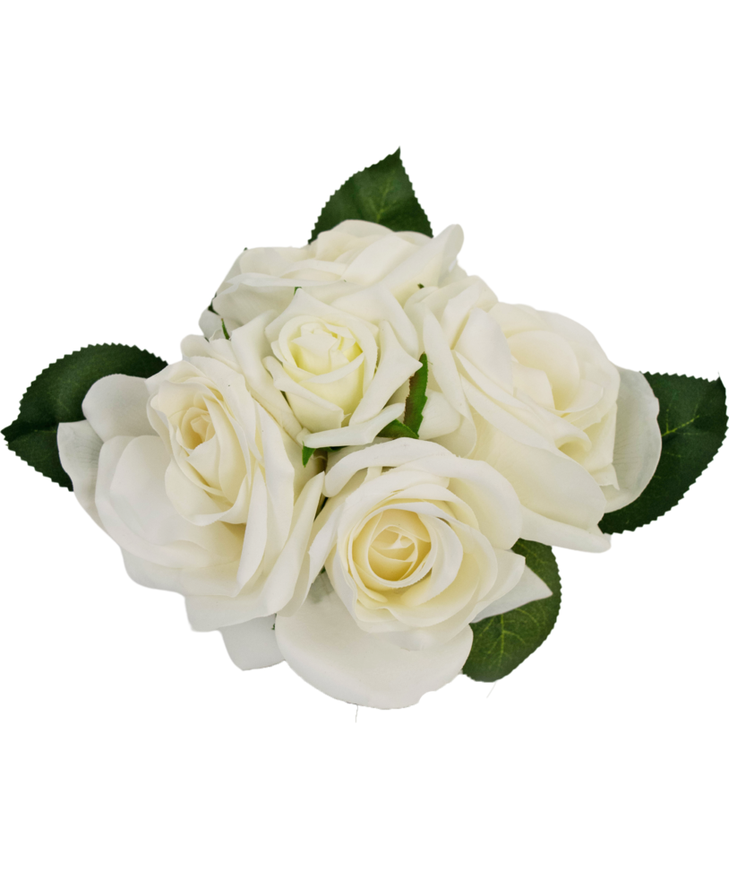 Buket med kunstige roser Real Touch White 18 cm - ambiplants.dk