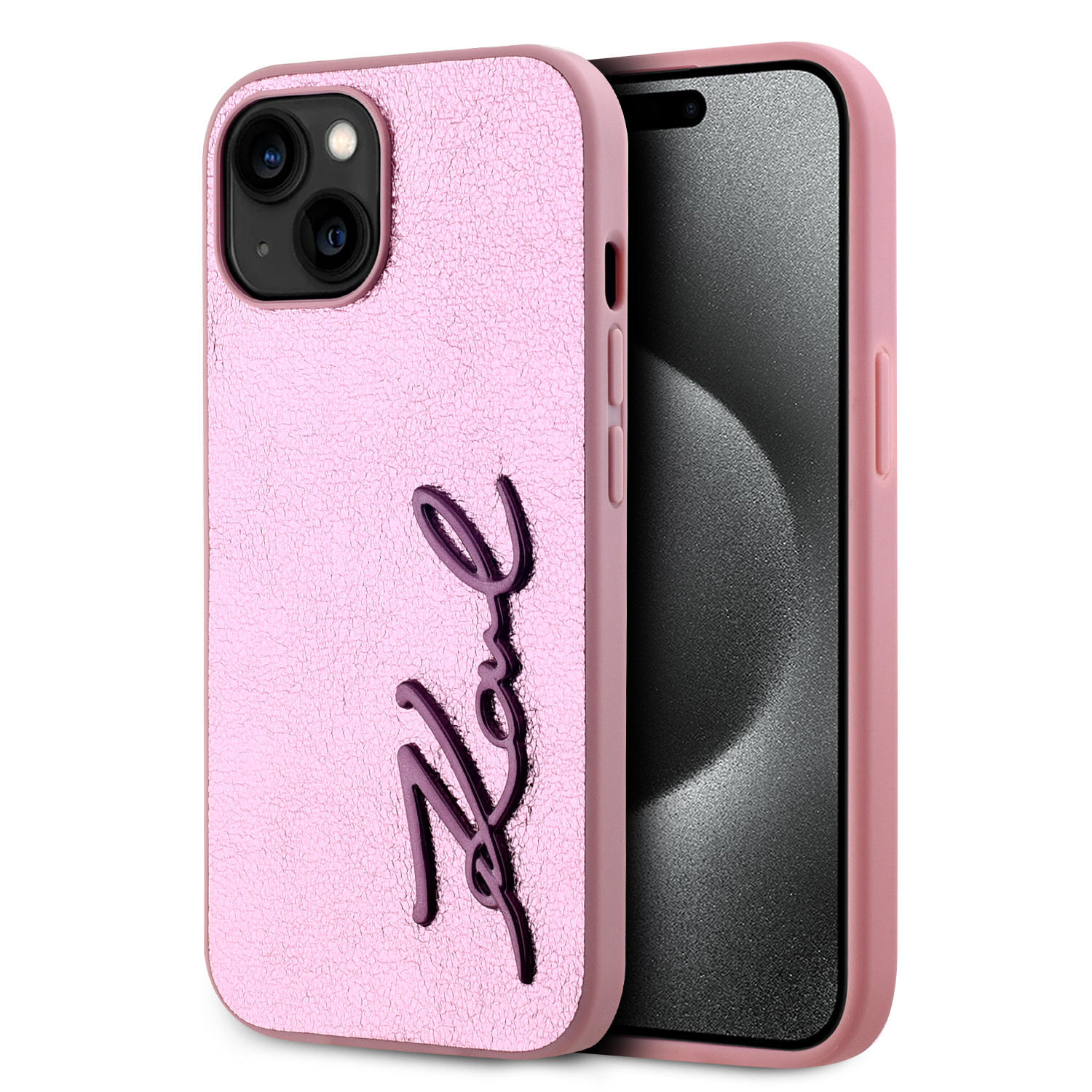 Karl Lagerfeld iPhone 15 Back cover case - Wrinkled - Metal signature ...