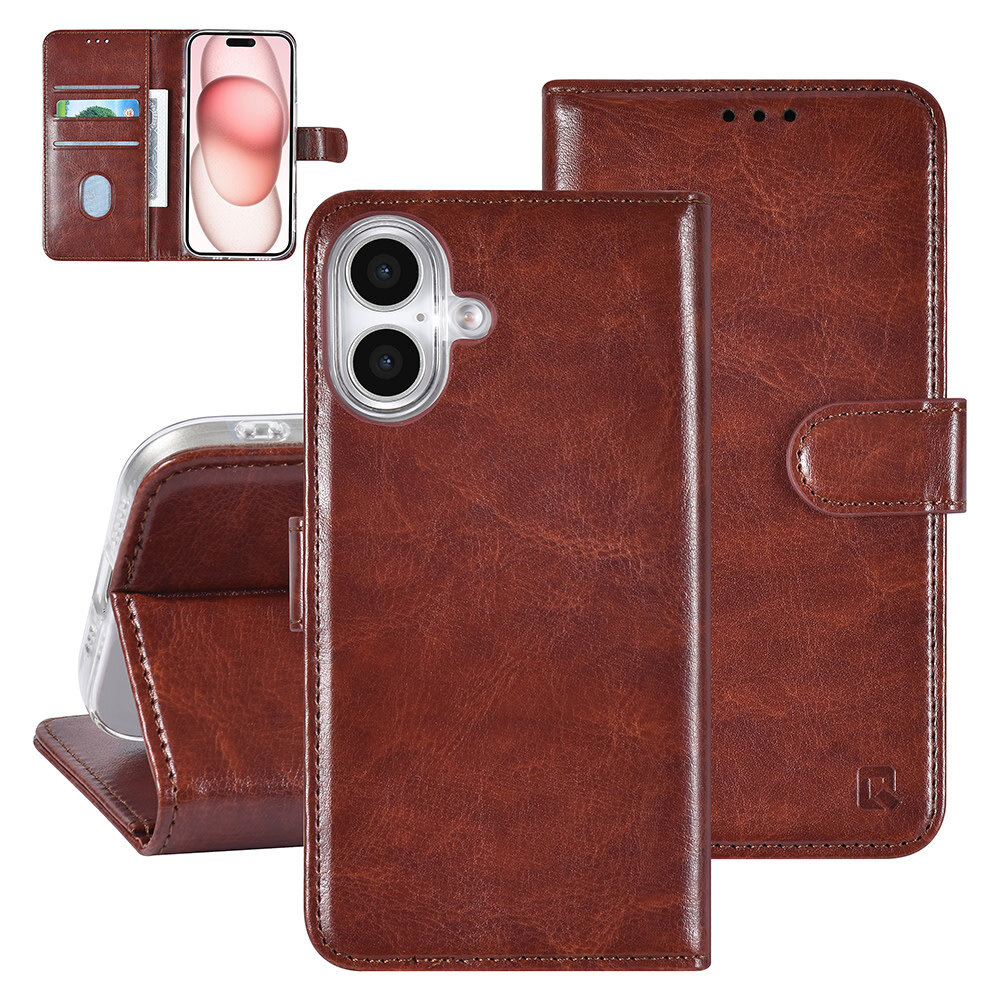 TUNIQ iPhone 16 Book type case - Card holder for 3 cards - Magnetic ...