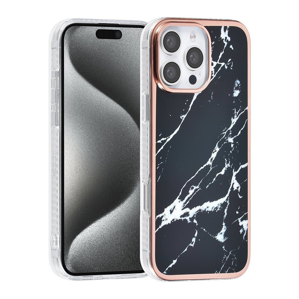 TUNIQ iPhone 16 Pro Max Back cover case - Silicone - Marble Black - NT ...