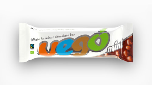 Vego Vego Whole hazelnut chocolate bar mini bio 65g - Roos met witte ...