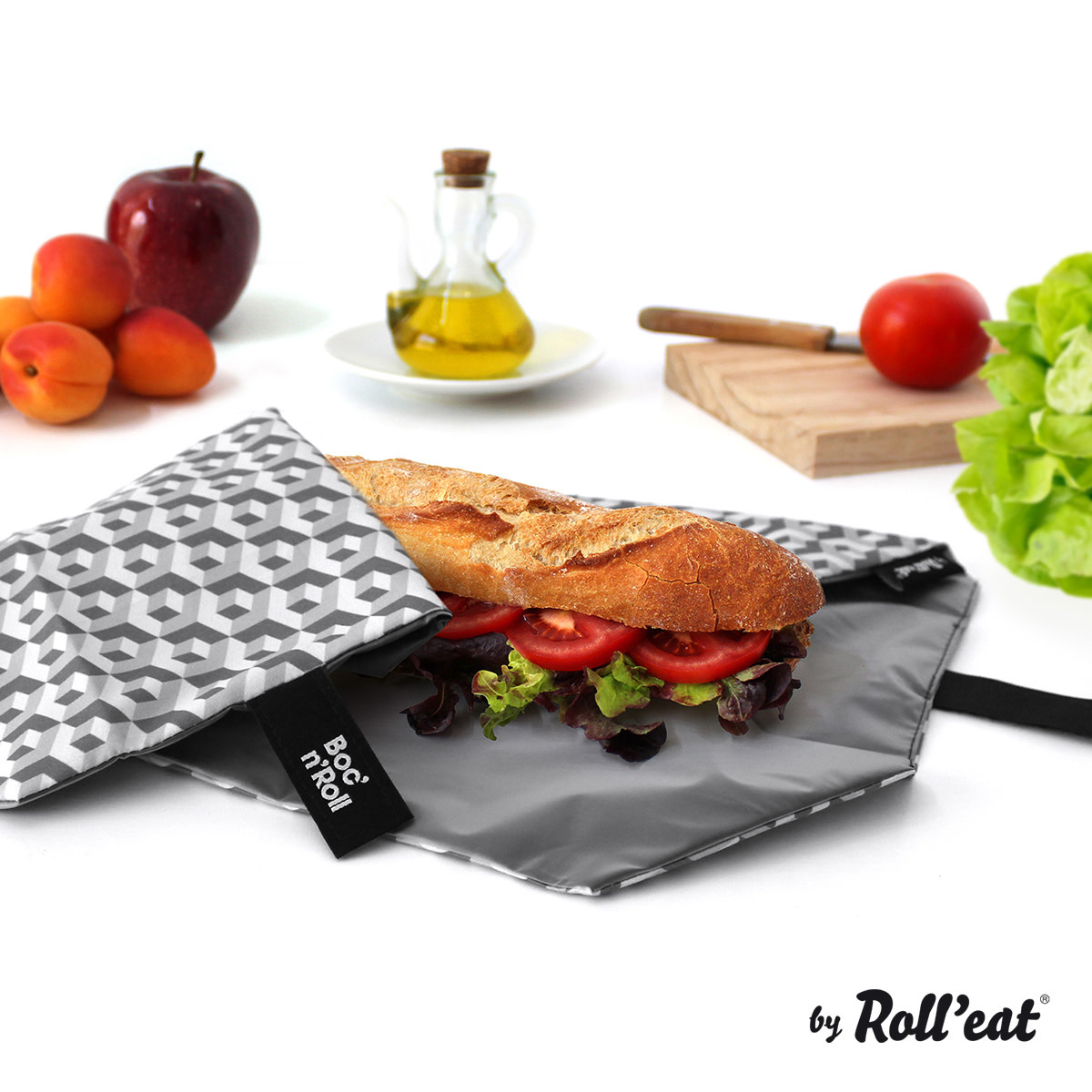 Boc'n'Roll Tiles - Sandwich Wrap Black - Roos met witte Stippen