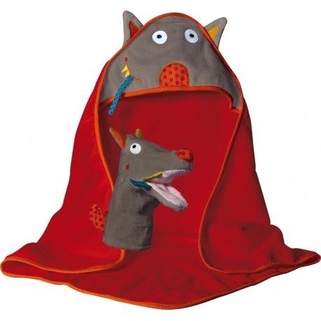 Badcape en Washand Wolf Louloup van Ebulobo - www.lieffeling.nl