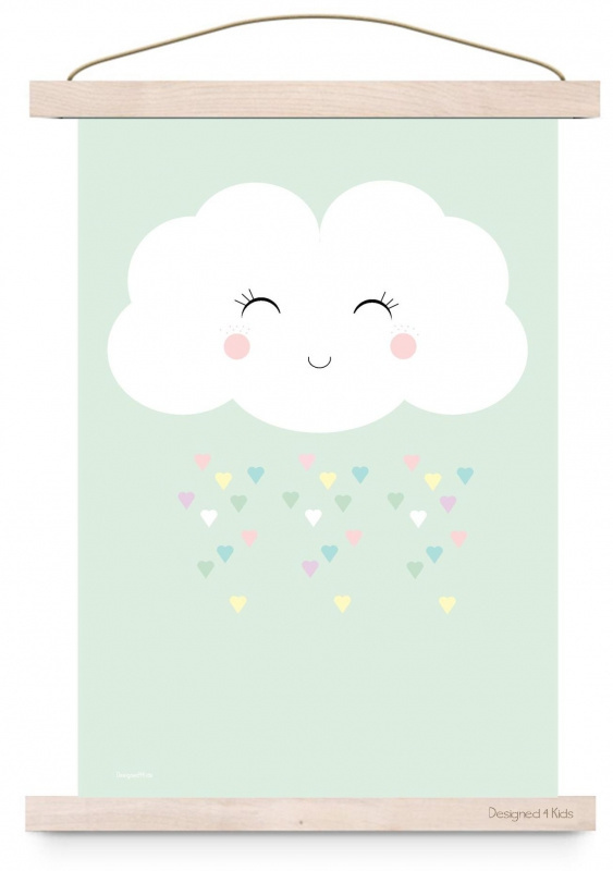 Poster Kinderkamer Wolk met Hartjes - www.lieffeling.nl