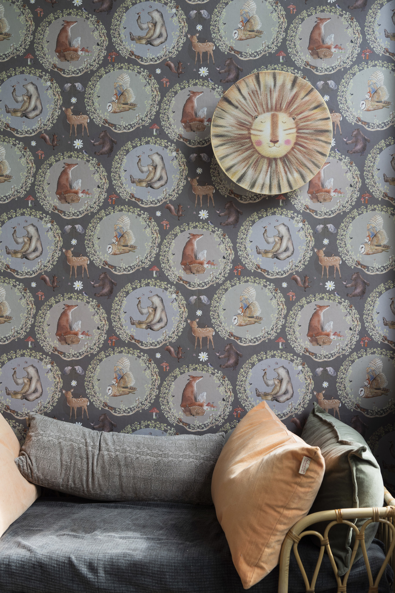 Behang Kinderkamer Blij in het Bos Bruin Hartendief - www.lieffeling.nl