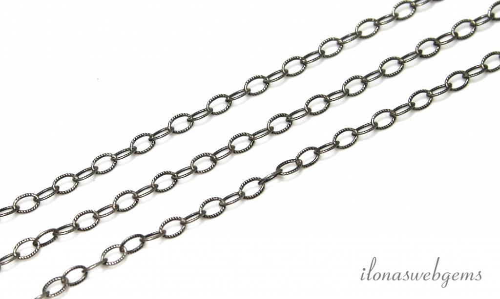 1cm Sterling silver chain / links oxidized approx. 4x2.7mm - Ilona`s ...