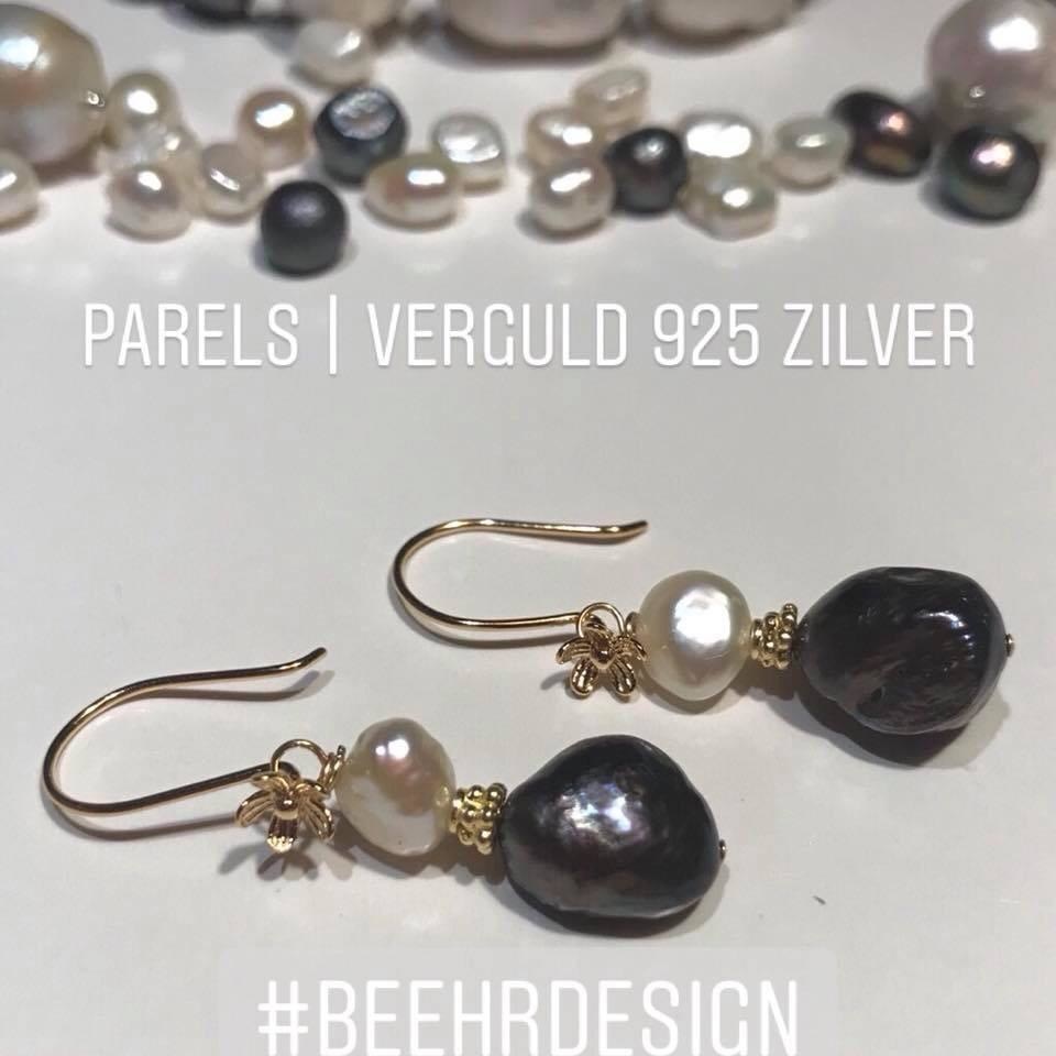 Inspiratie oorbellen parels met verguld zilver - Ilona's Silver & Gemstones