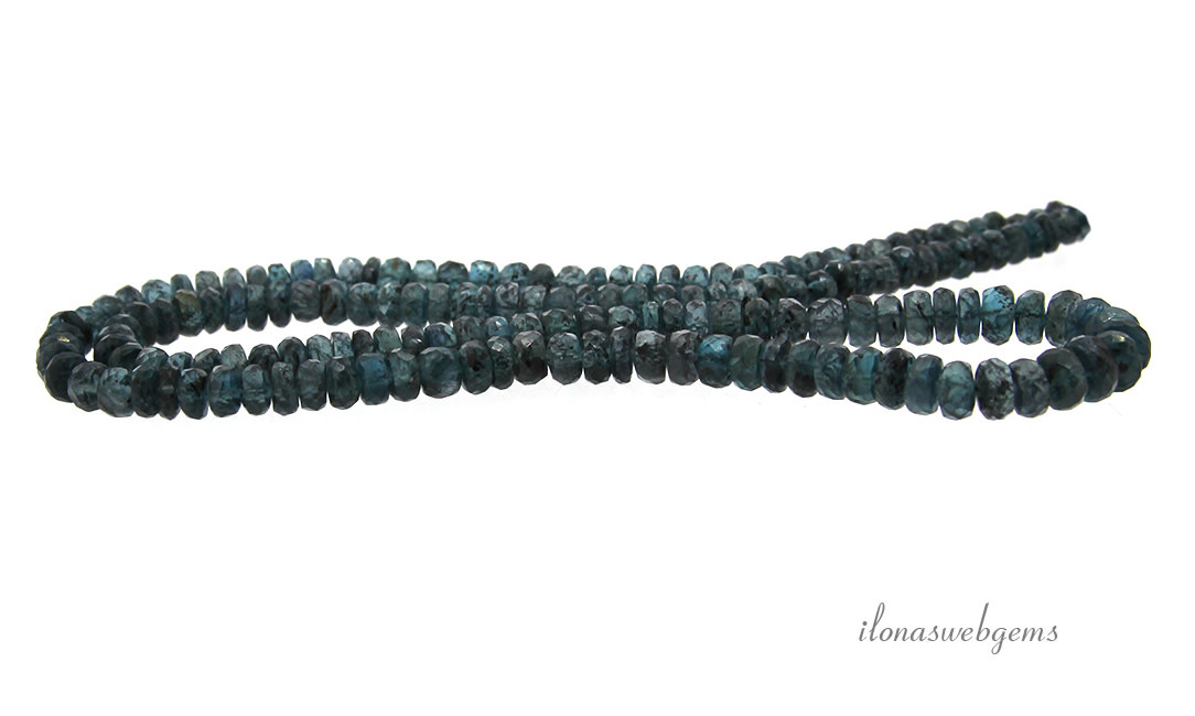 Kyaniet teal blue facet rondel op- en aflopend van ca. 3x2 tot 5x3.5mm ...