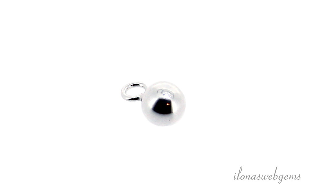 Sterling zilveren bolletje met oogje ca. 4mm - Ilona's Silver & Gemstones