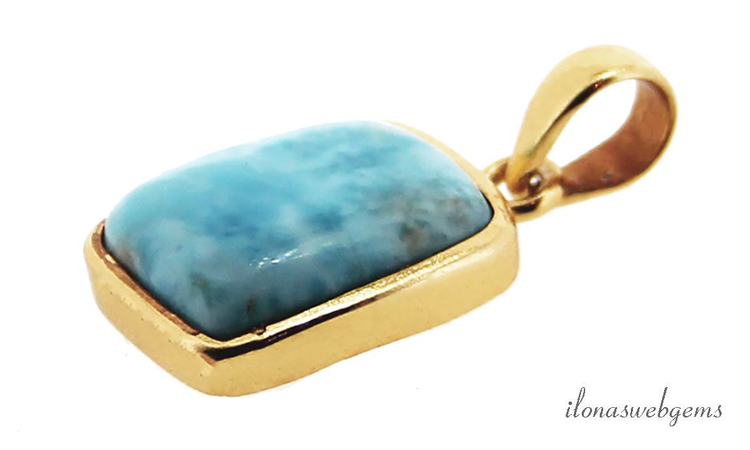 Vermeil Larimar hanger ca. 25x15x6mm - Ilona's Silver & Gemstones