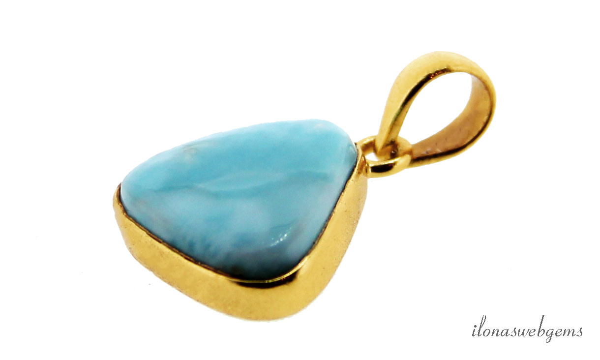 Vermeil Larimar hanger ca. 22x18x6mm - Ilona's Silver & Gemstones