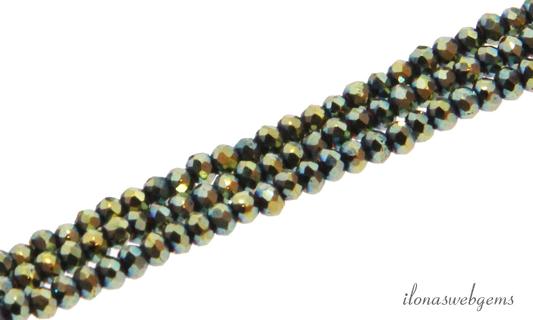 Hematiet kralen mini blue sparkle ca. 2x1mm - Ilona's Silver & Gemstones