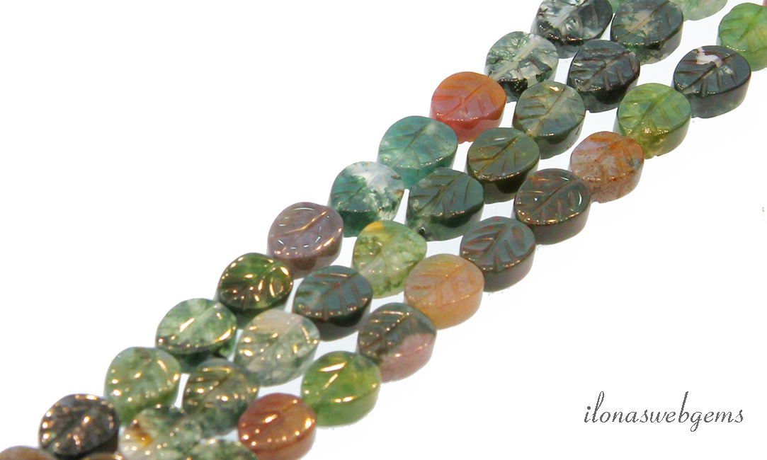 Indian Agaat kralen blaadje ca. 8x6mm - Ilona's Silver & Gemstones